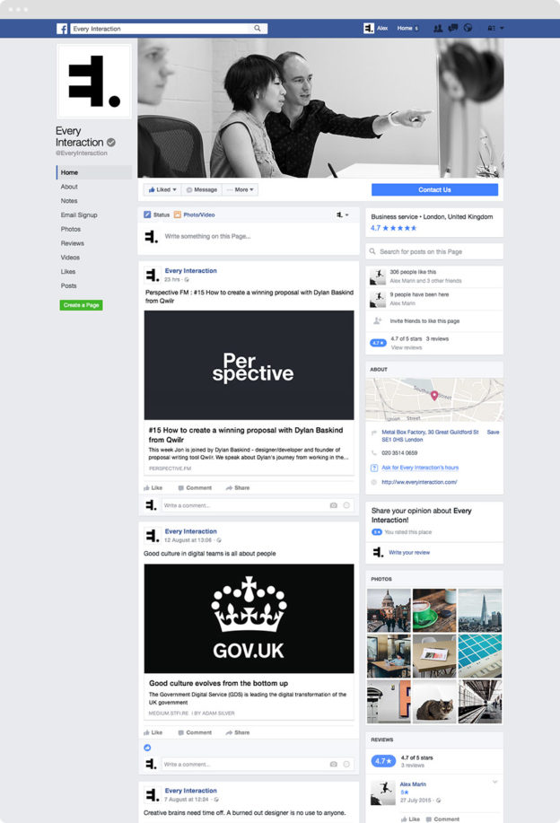 Facebook page GUI PSD/Sketch Template | Every Interaction